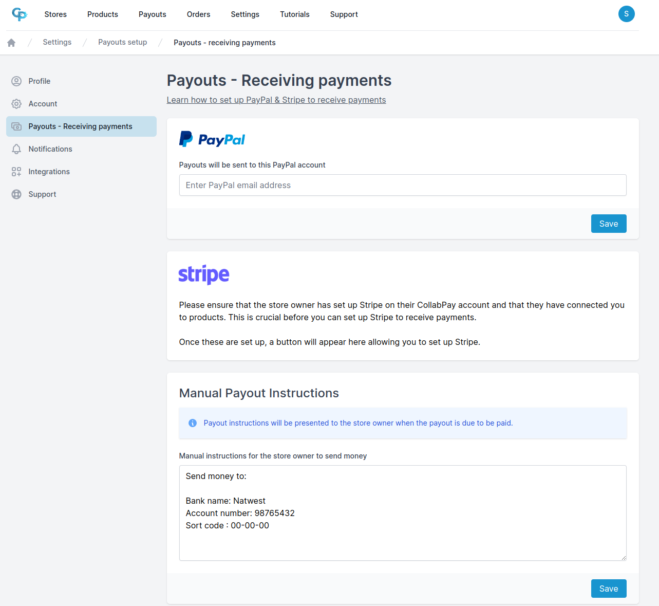 Manual payouts | CollabPay Documentation
